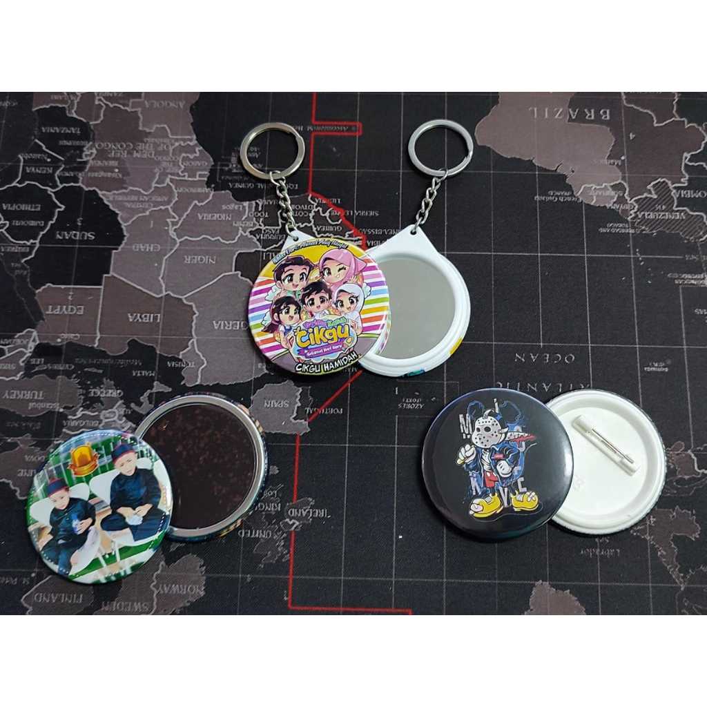 BUTTON BADGE 58MM , KEYCHAIN WITH MIRROR 58MM & FRIDGE MAGNET BADGE ...