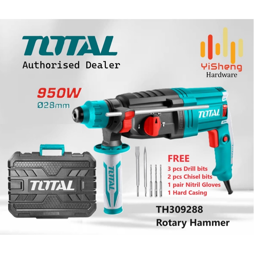 TOTAL TH309288 950w 3 in 1 Rotary Hammer / Drill Hacker Impact Drill ...