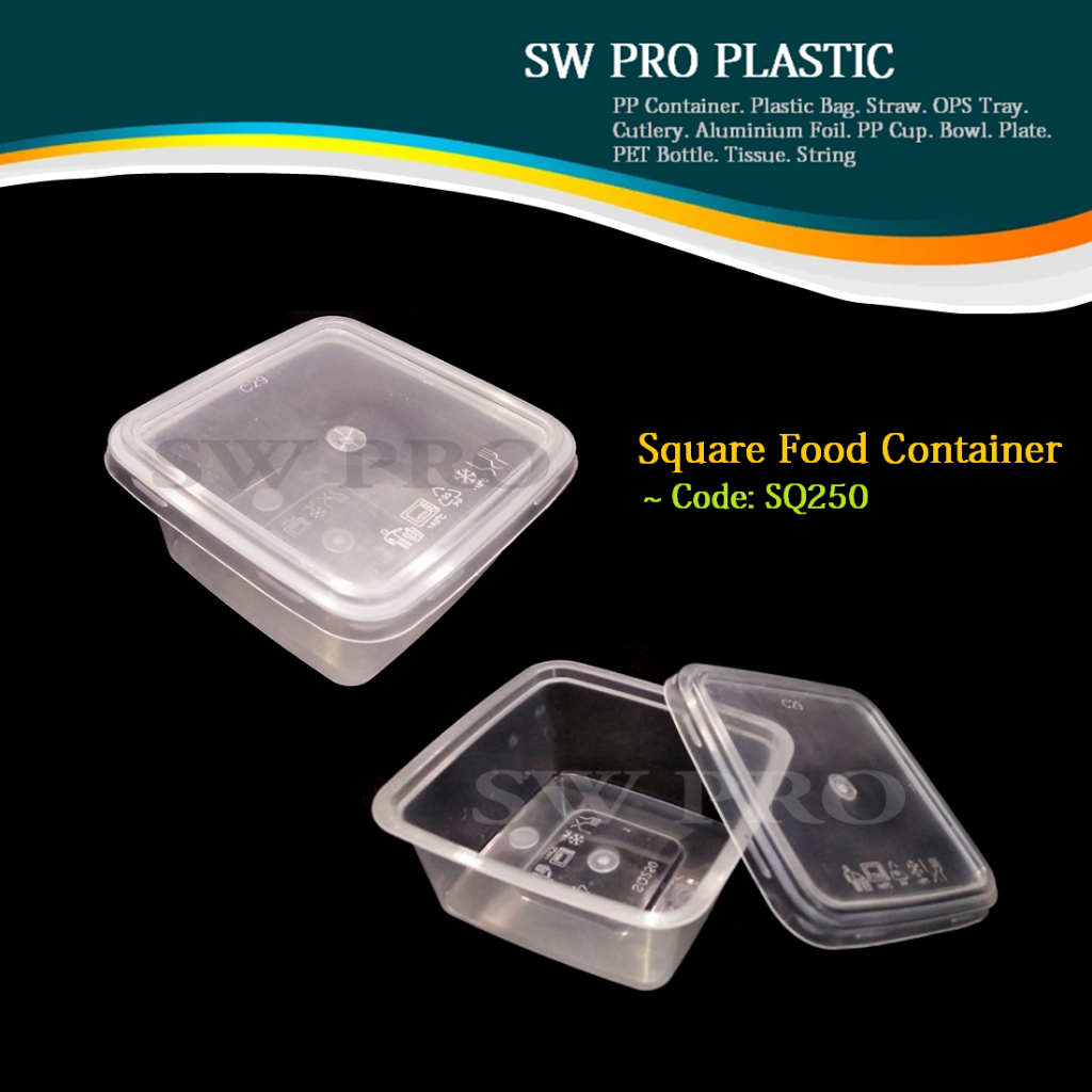 SQ250 Square Microwave Food Container with Lid (50pcs) / Bekas Makanan ...
