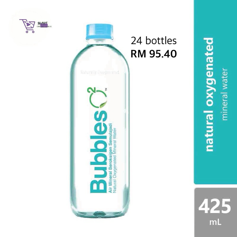 BUBBLES O2 OXYGENATED WATER (425ml x 24 botol) AIR MINERAL SEMULAJADI ...