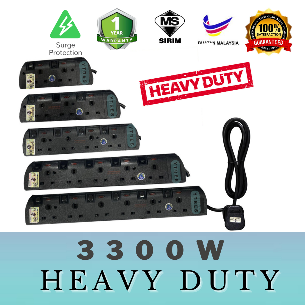 𝐇𝐄𝐀𝐕𝐘 𝐃𝐔𝐓𝐘 2M 5M 10M Extension Socket Multiple Plug Adaptor Trailing ...