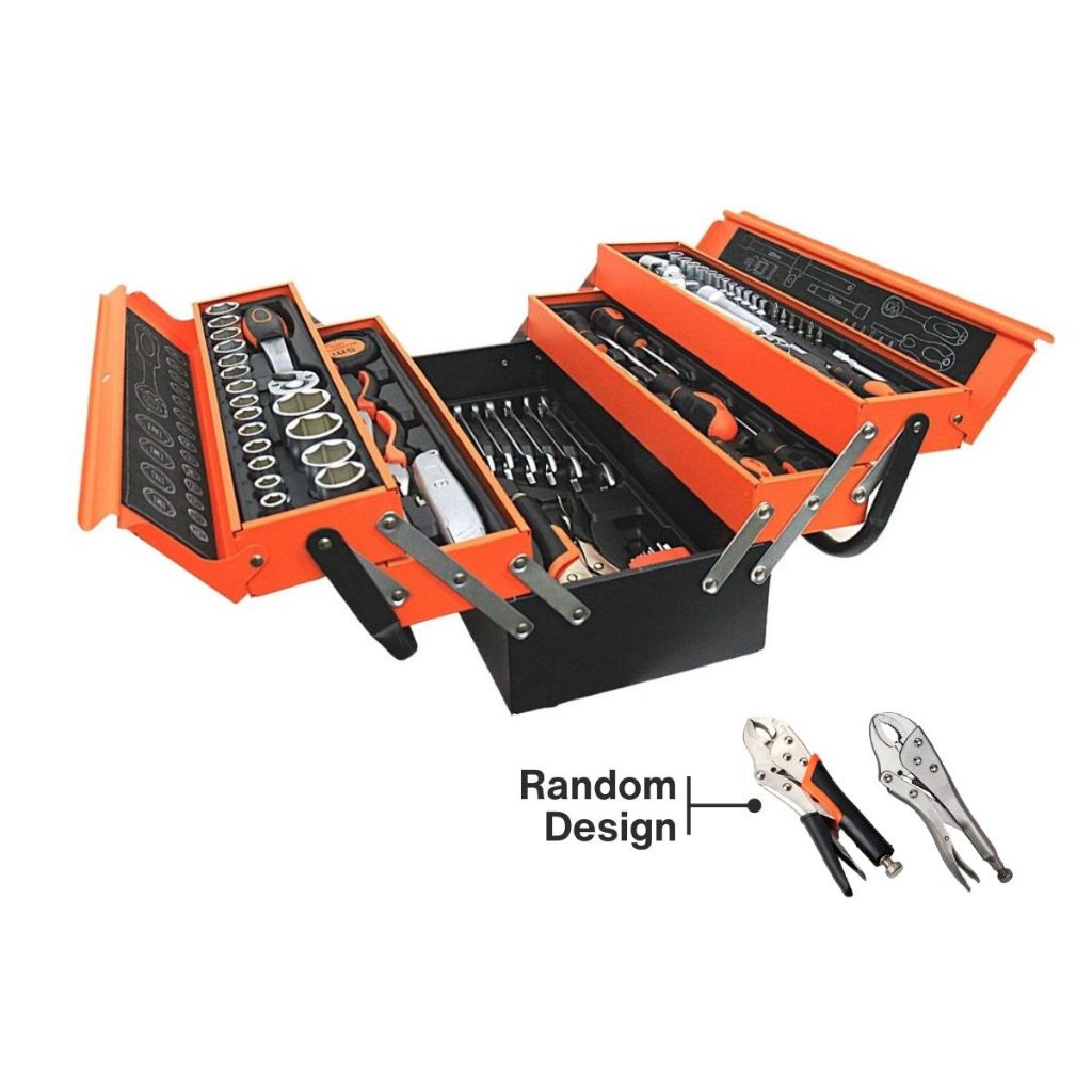85PCS Tool Box - Heavy Duty Cantilever Metal 85 PCS Set Ratchet Spanner ...