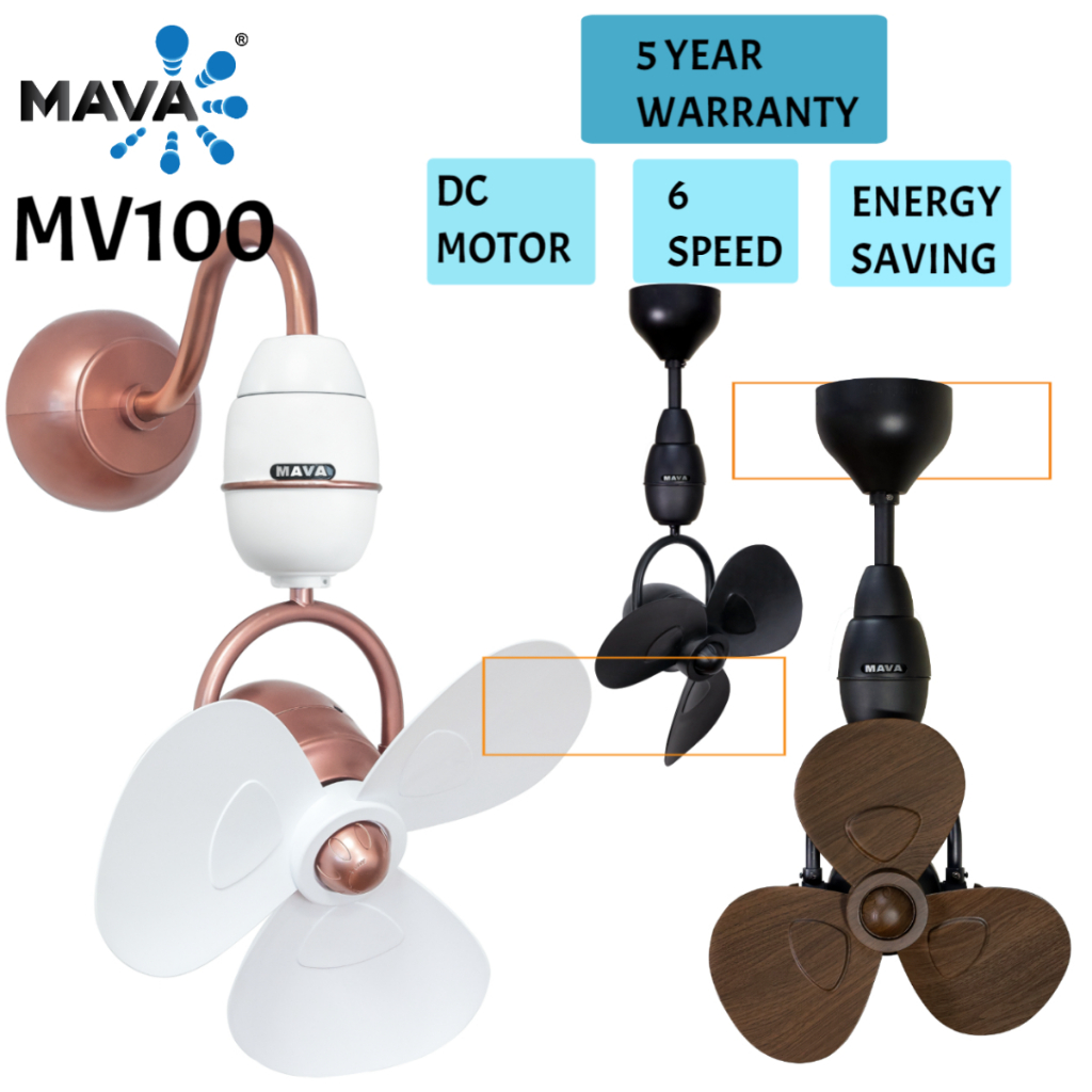 MAVA MV100 Corner Fan Wall Fan with Remote Control MS16 / 16'' Wall /Ceiling Fan Designer Fan ...
