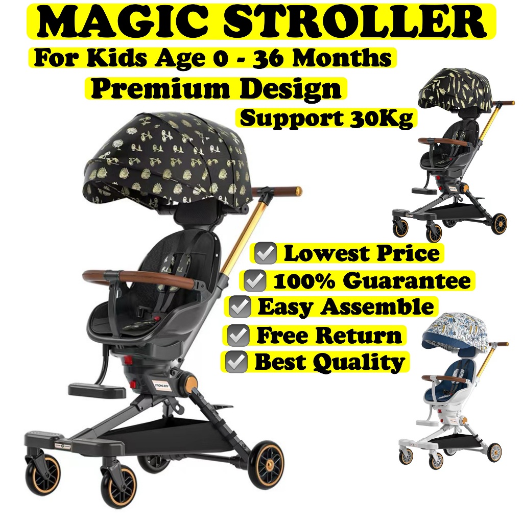 MAGIC STROLLER KERETA SORONG BUDAK kids newborn baby foldable 360 two ...