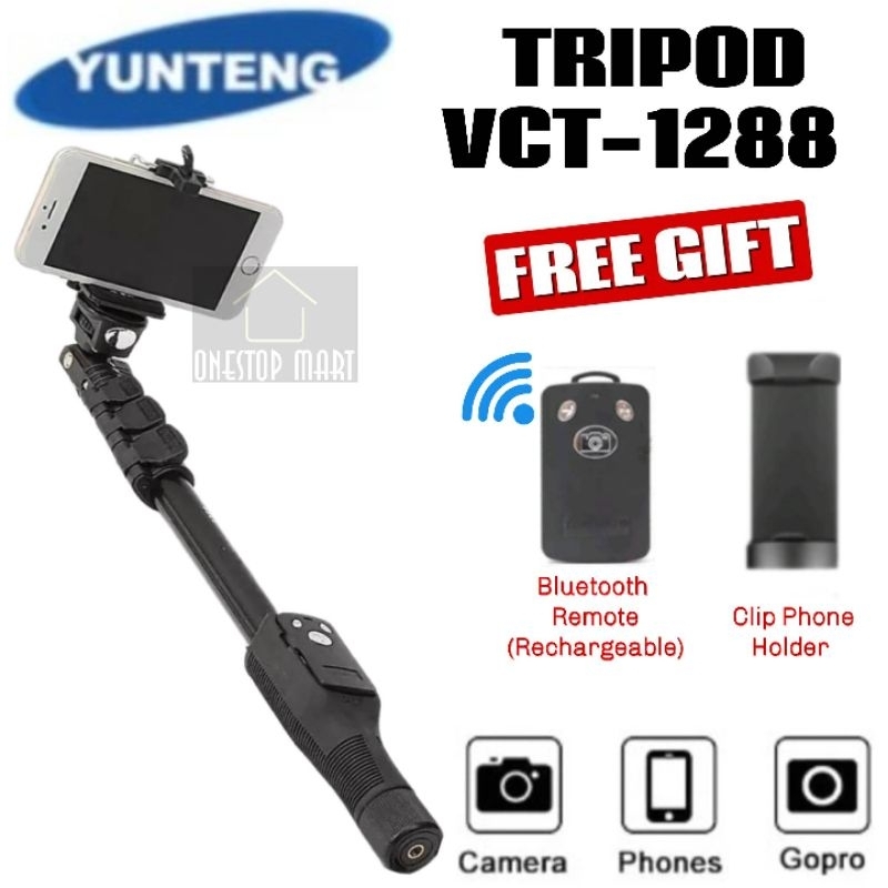 YUNTENG MONOPOD BLUETOOTH SELFIE YT-1288 AND MINI TRIPOD STAND | Shopee ...