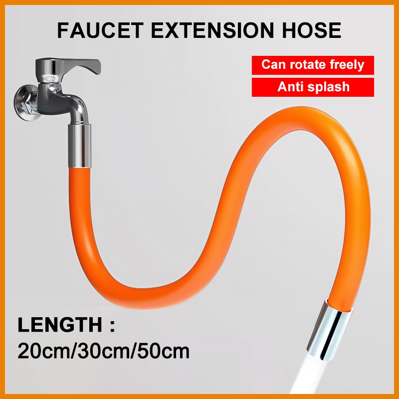 Faucet Extender 20/30/50CM Universal 360° Free Bending Water Tap Extension Pipe Flexible Hose ...