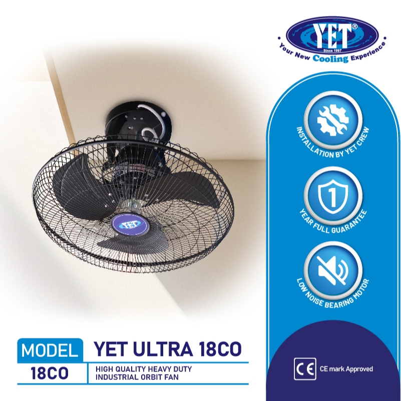 YET Ultra 18CO 18 Inch 18" Heavy Duty Industrial Orbit Fan with 360 ...