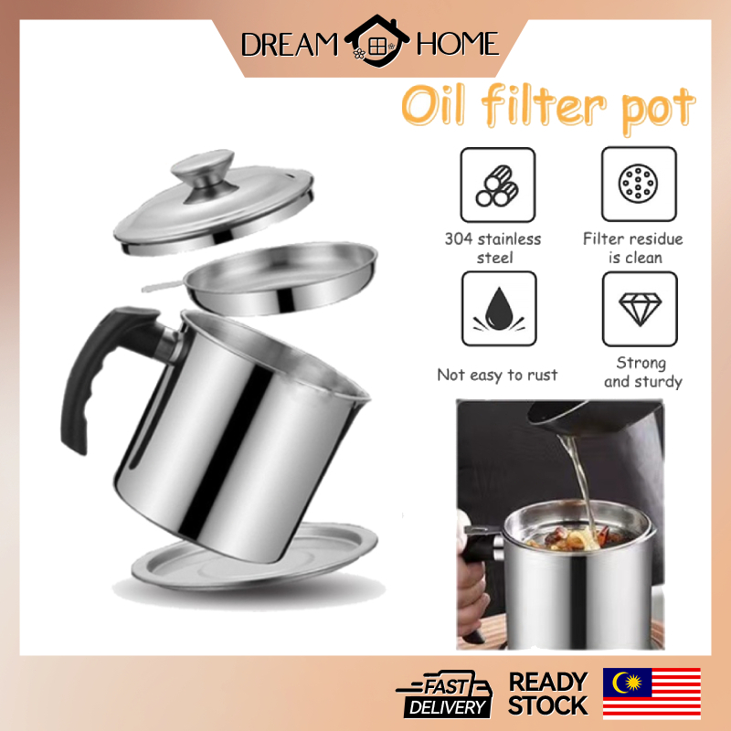 Minyak Masak Bekas Minyak Tapis Minyak Kitchen Oil Filter Pot Stainless ...