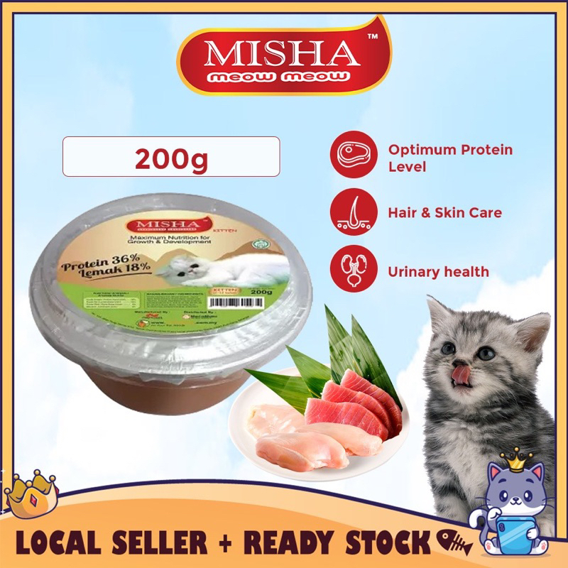 MISHA kitten 200G Kibbles Kitten Cat Food Makanan anak kucing 幼猫 猫粮 ...