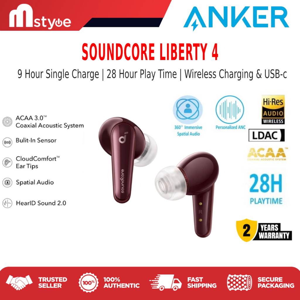 Soundcore by Anker Liberty 4 A3953 True Wireless Earbuds with ACAA 3.0 ...