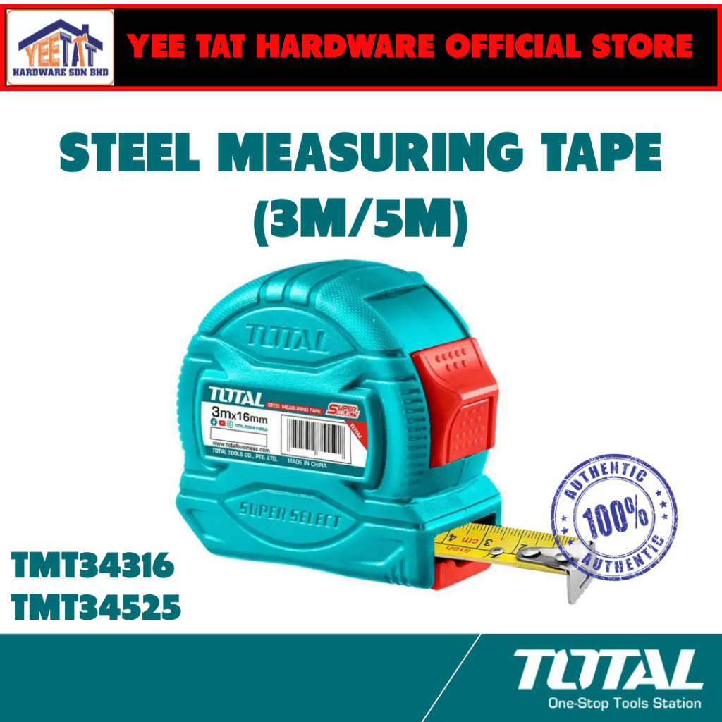 [ TOTAL ] TMT34316 TMT34525 Steel Measuring Tape (3m/5m) | Shopee Malaysia