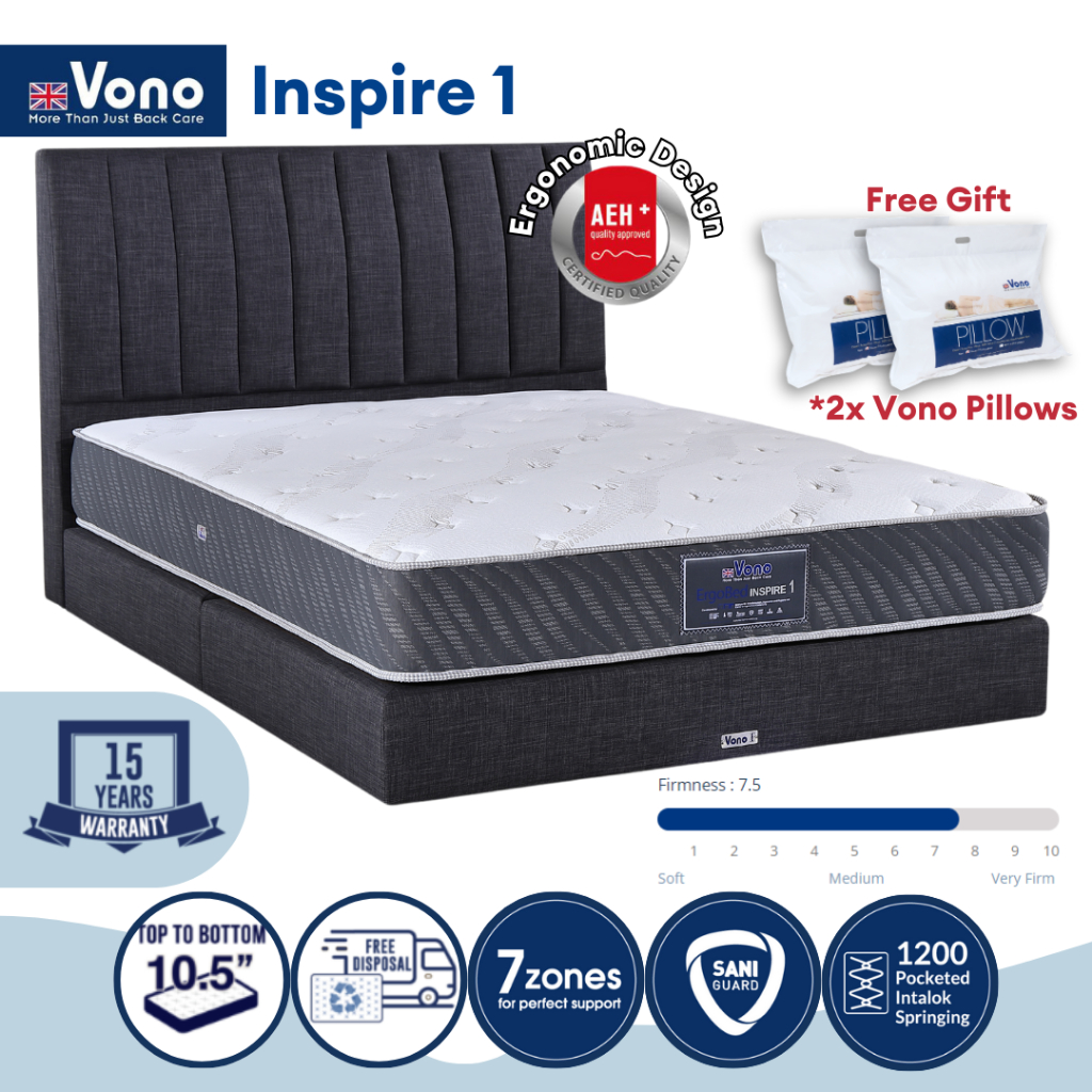 Vono Ergobed Inspire 1 Mattress (Tilam Vono) | 15 years Warranty | 100% ...