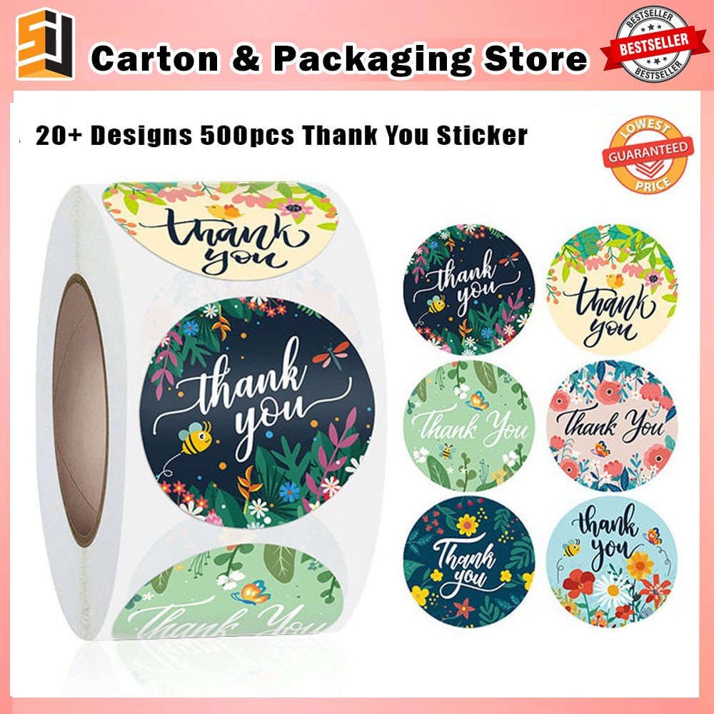 500pcs Thank You Sticker Seal Label Sticker Terima Kasih Gift Box ...