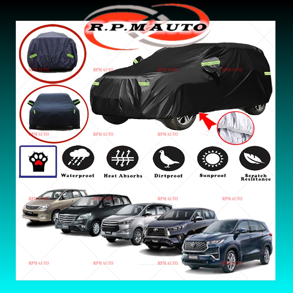 Toyota Innova 190T Black Zipper Design Jet Protection Car Cover ...