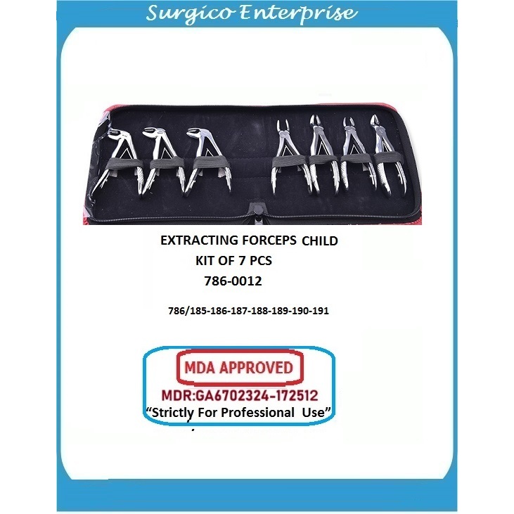 DENTAL CHILD TOOTH EXTRACTING FORCEPS KIT OF 7 PCS PREMOLARS SURGERY ...
