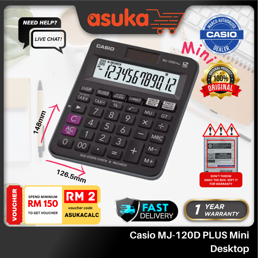 [300 Steps Check & Recheck & Tax Calculation] Casio MJ-120D PLUS Mini ...