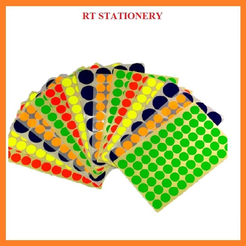 Round Dot Label Sticker / Fluorescent & White Color 10pcs | Shopee Malaysia