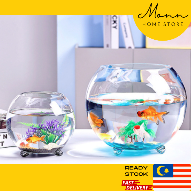 [READY STOCK] MONN Fengshui Mini Round Glass Aquarium for Small Fish ...