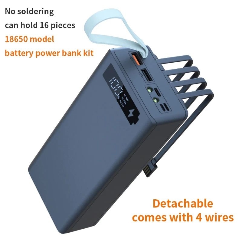 DIY Detachable Power Bank Battery Cases 16*18650 With 4-Cable Batteries ...