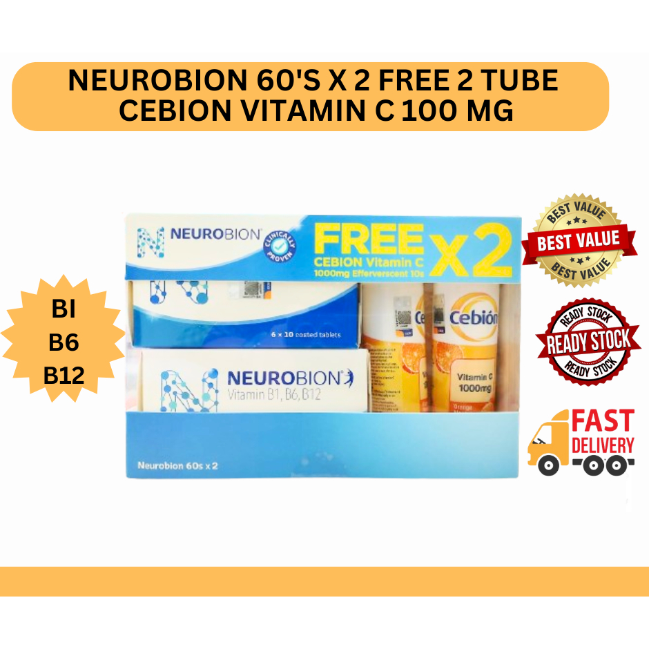 Neurobion B1+B6+B12 Tablet (120's + Cebion Vitamin C 1000mg 20's ...