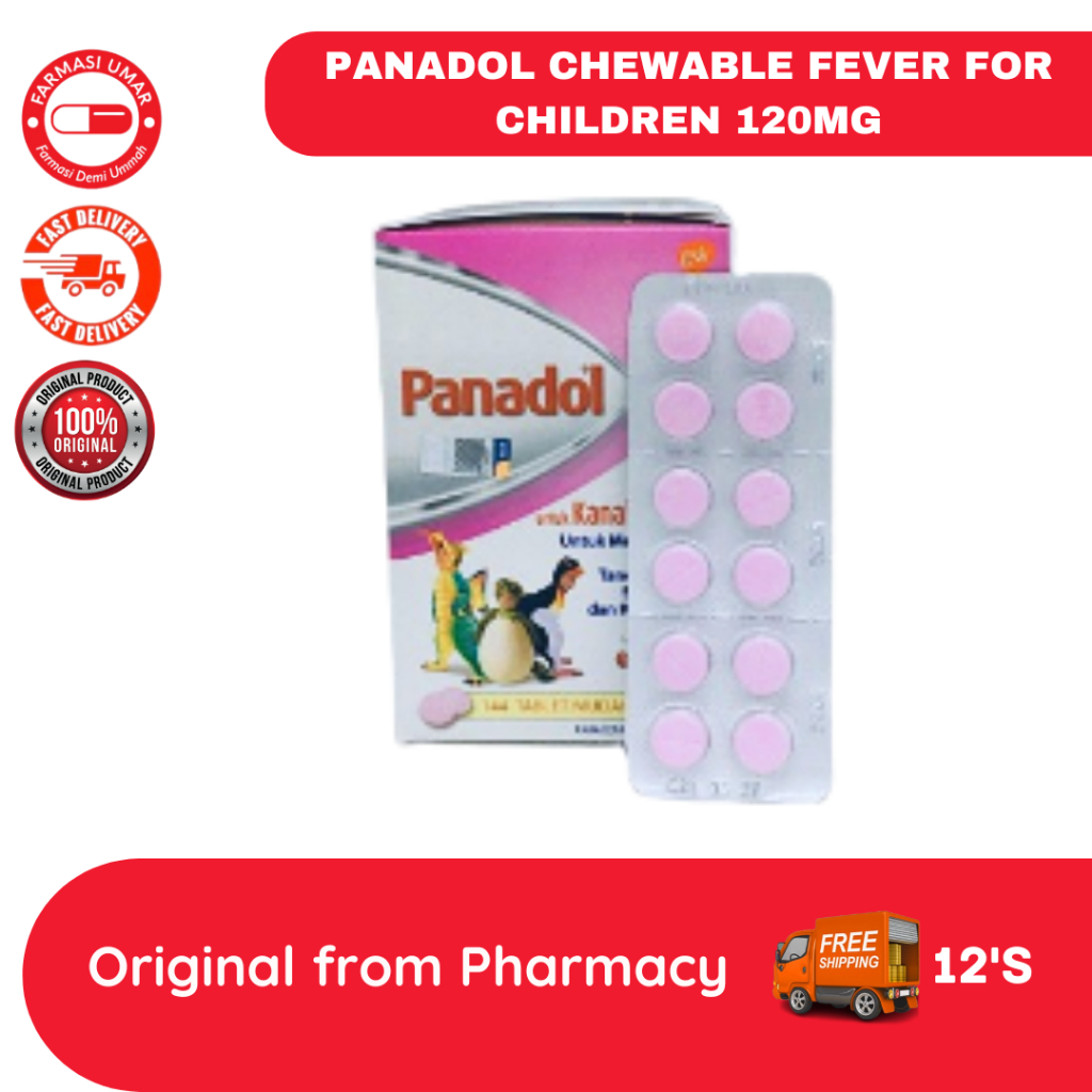 Panadol Chewable Fever Tablet for Children 12 Tablets / Strip | Shopee ...