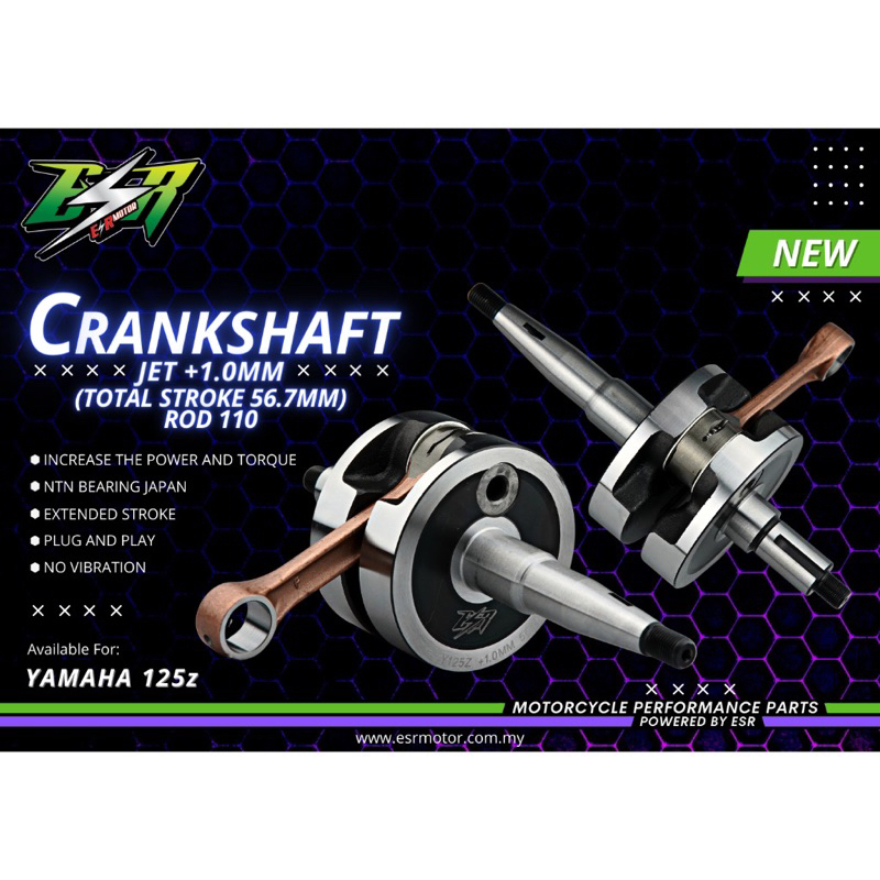 Y125ZR CRANKSHAFT RACING JETROD JET UP 1.0MM 1.4MM ESR RED LEO ORIGINAL ...