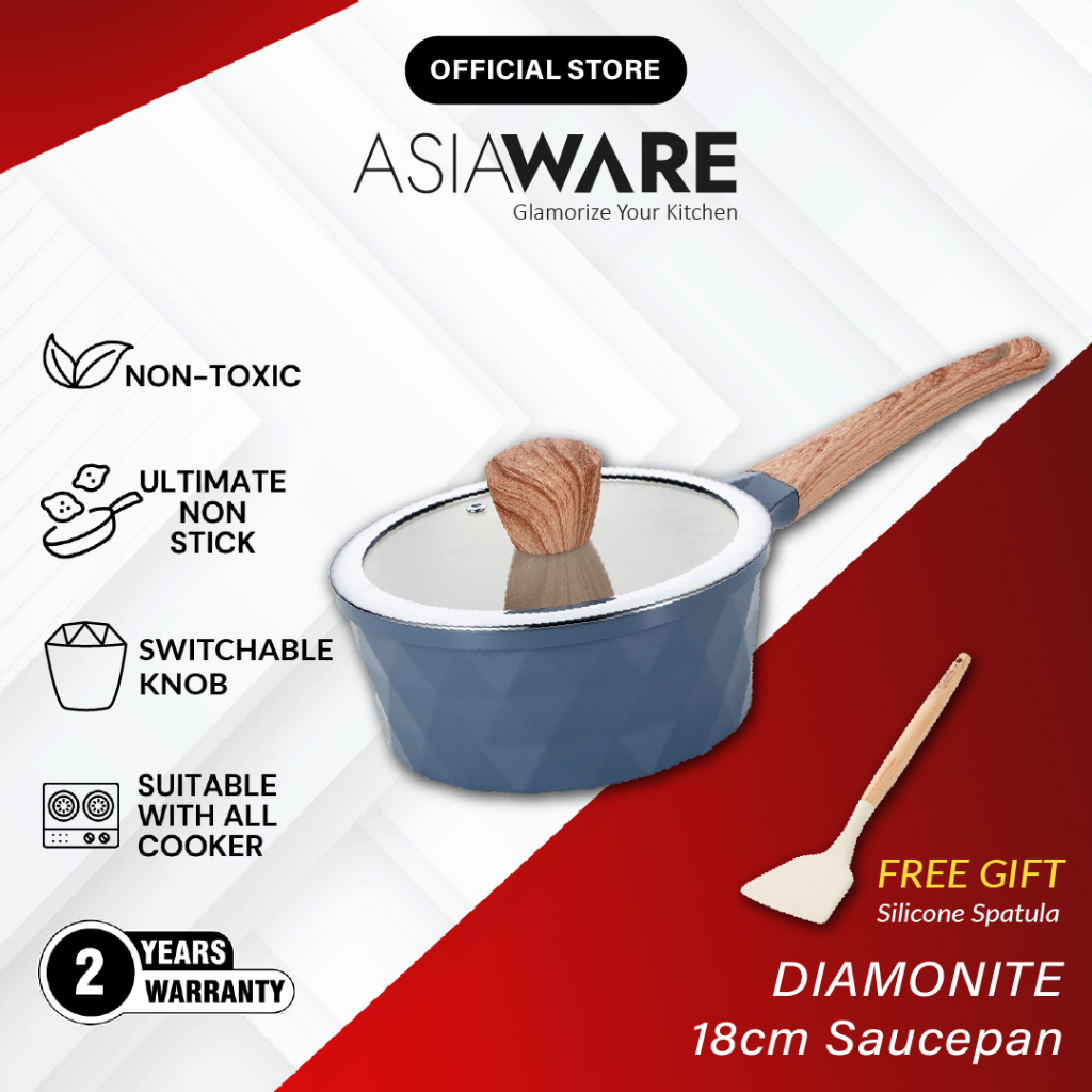 ASIAWARE Diamonite Non Stick Granite Cookware 18cm Saucepan Pot Periuk ...