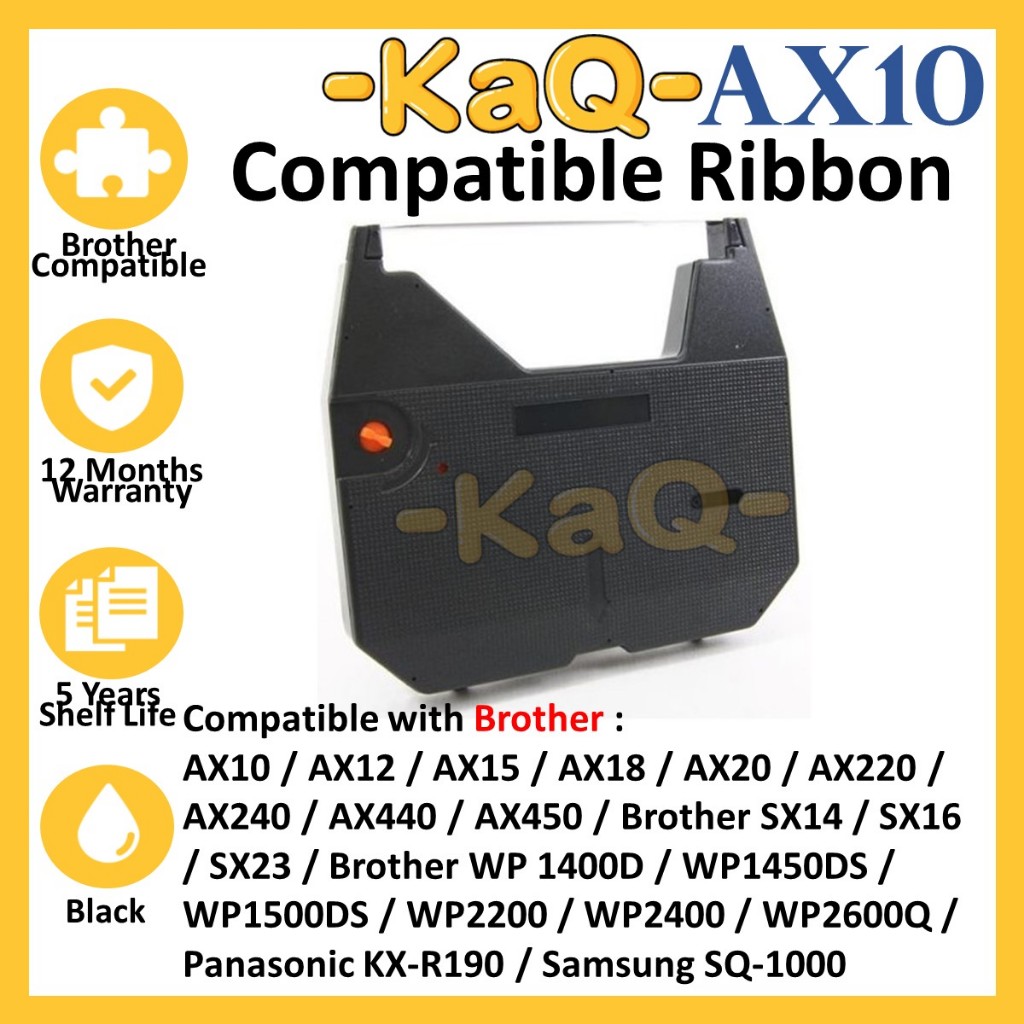 Compatible Brother AX10 AX 10 Black Typewriter Ribbon For AX10 AX12 AX18 AX20 AX220 Brother SX14 ...