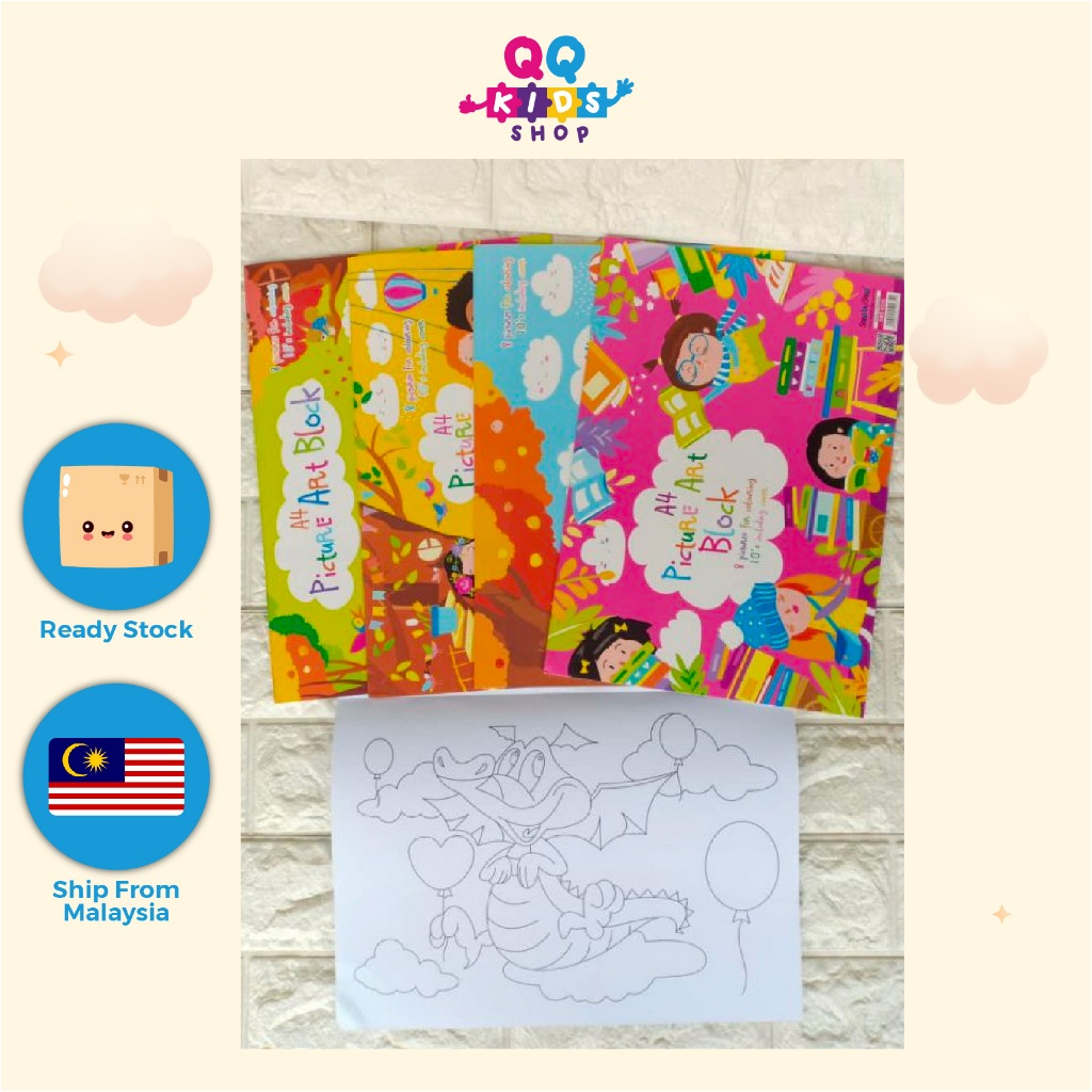 A4 Picture Art Block Colouring Book Activity Book Buku Warna Kanak ...