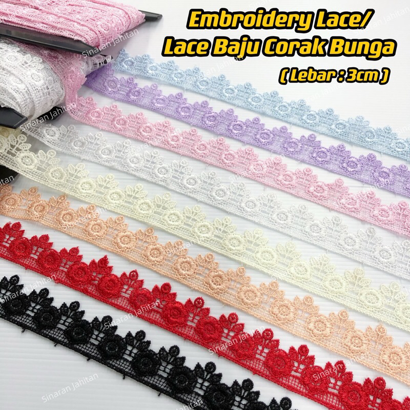 1cm/2cm/2.5cm Embroidery Lace/Chemical Lace/ Lace Bunga Baju / Lace ...