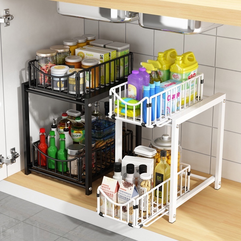 Storage Rack Under Sink Rack Kitchen Organizer Rak Sliding Cabinet Rack ...