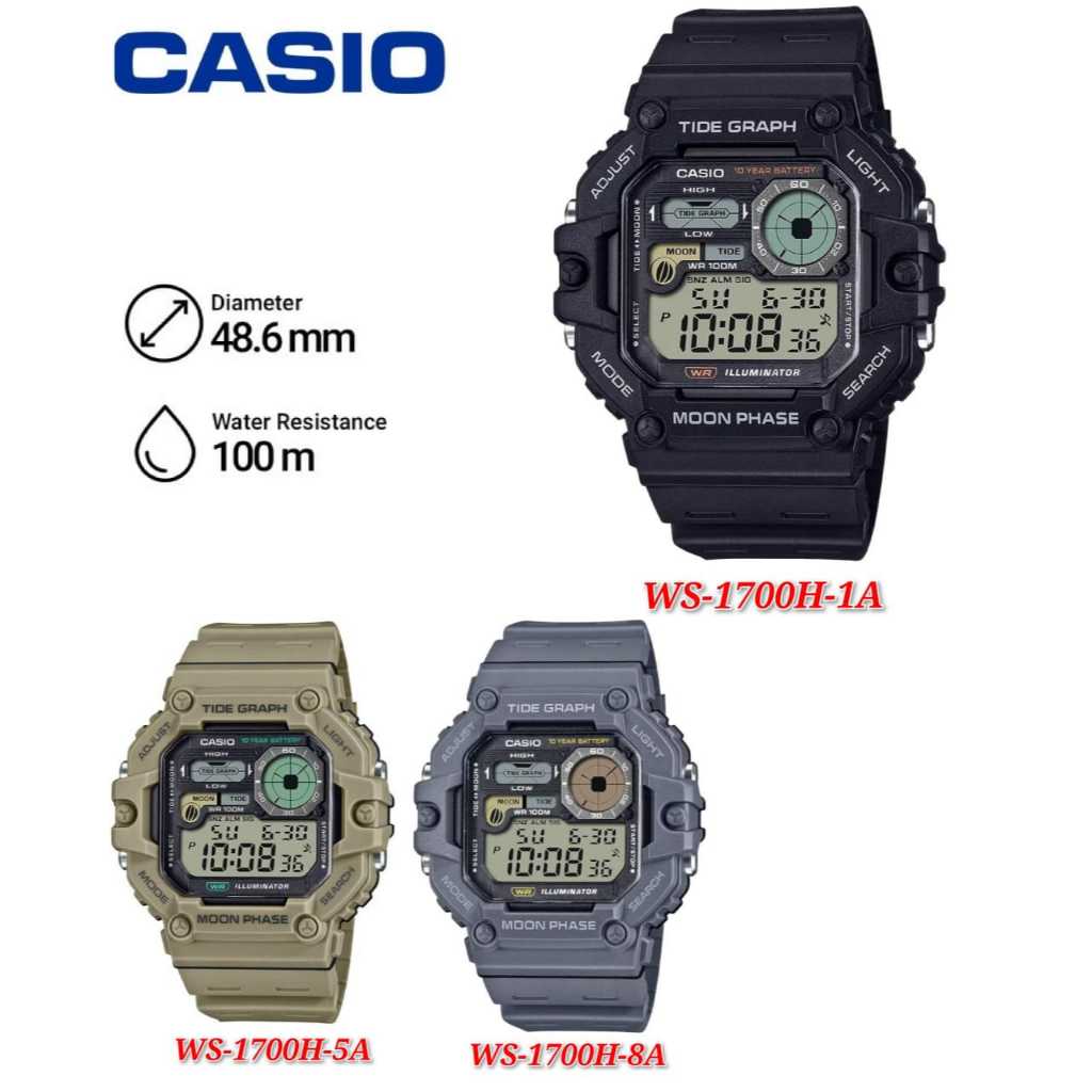 Casio WS-1700H Resin Digital Watch - Multicolour windows with heavy ...