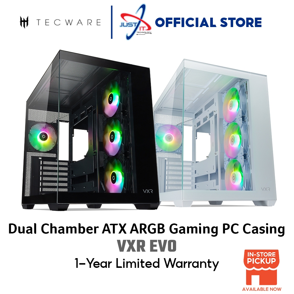 Tecware Vxr Evo Tg Atx Argb Gaming Pc Case Black White Shopee Malaysia