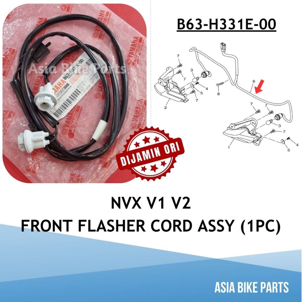 Yamaha Original NVX V1 V2 Front Flasher Light Socket Cord Assy Signal ...