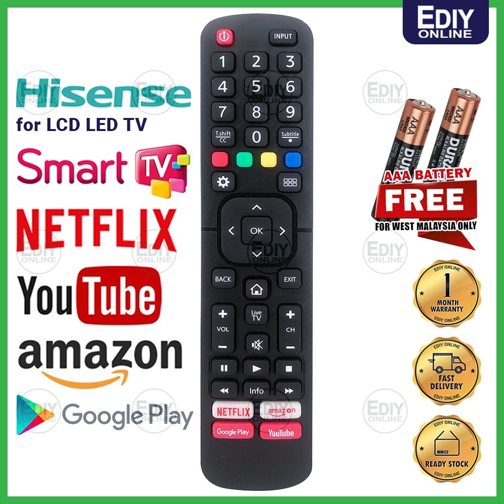 【FREE BATTERY AAA X2】 L1335V UNIVERSAL HISENSE LCD LED SMART TV REMOTE ...