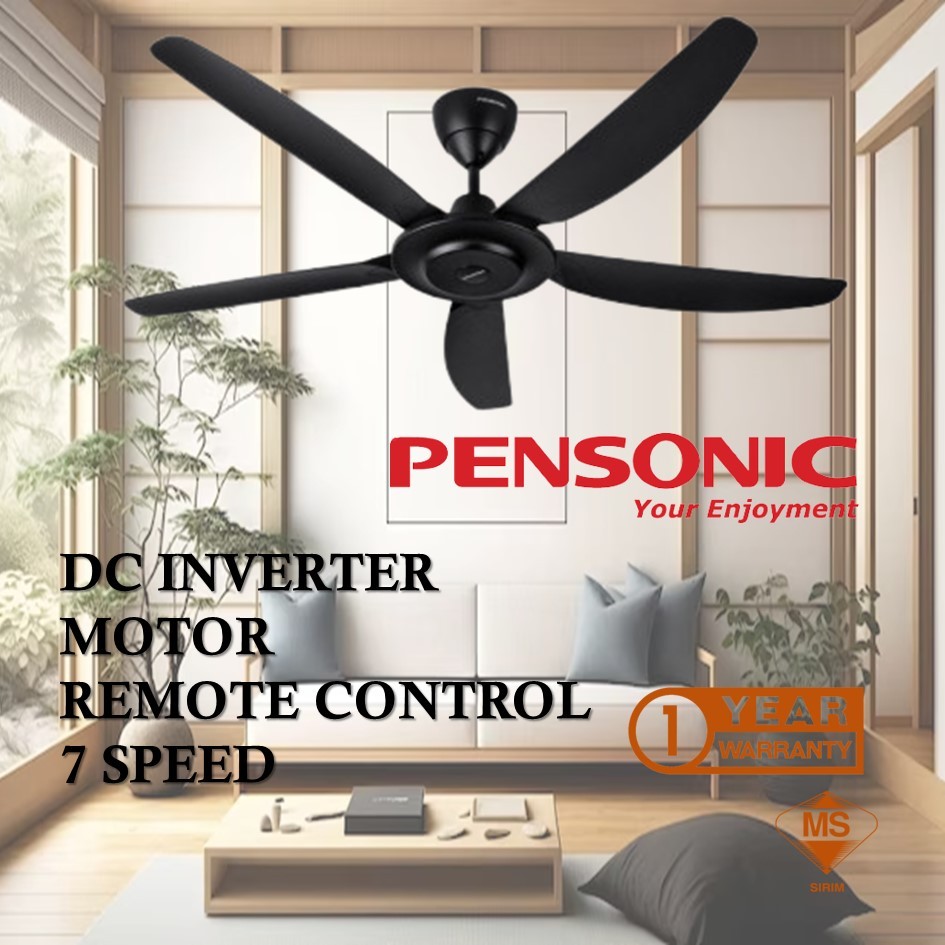 Pensonic DC Motor Ceiling Fan 56" with Remote Control PCF-5602R(MB) Strong Wind / MILUX Ceiling ...