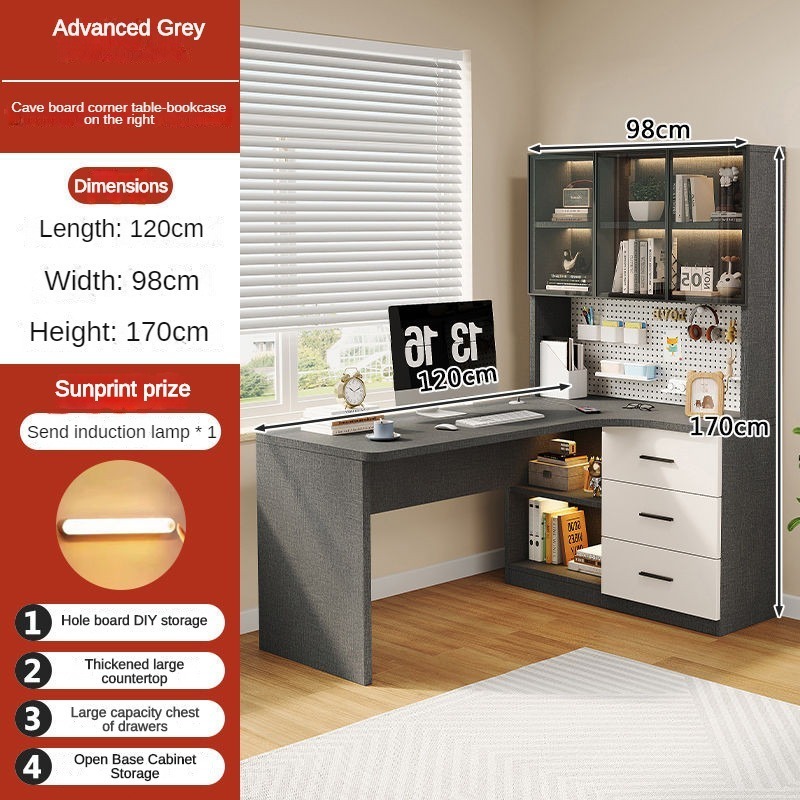 L-type corner desk Cavity board home desk bookshelf study one simple ...