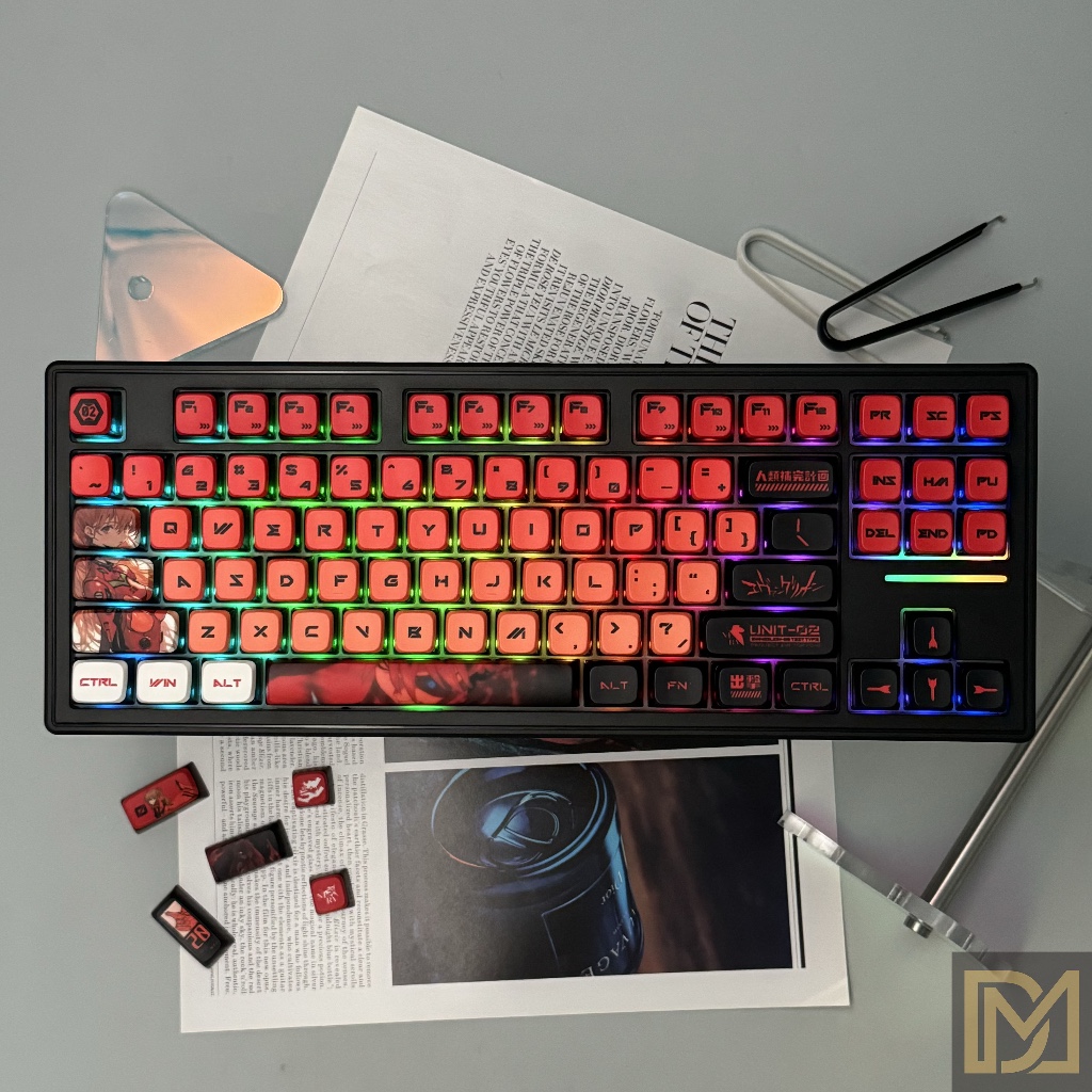 [LOCAL STOCK] EVA Unit 02 Keycap PBT MDA Profile Dye Sub Keycaps 122pcs ...