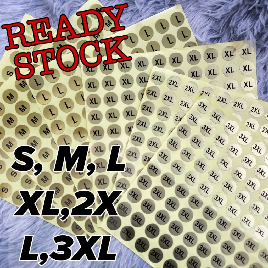 [READY STOCK] Stickers Clothing (12 sheets)S, M, L, XL, 2XL and 3XL ...