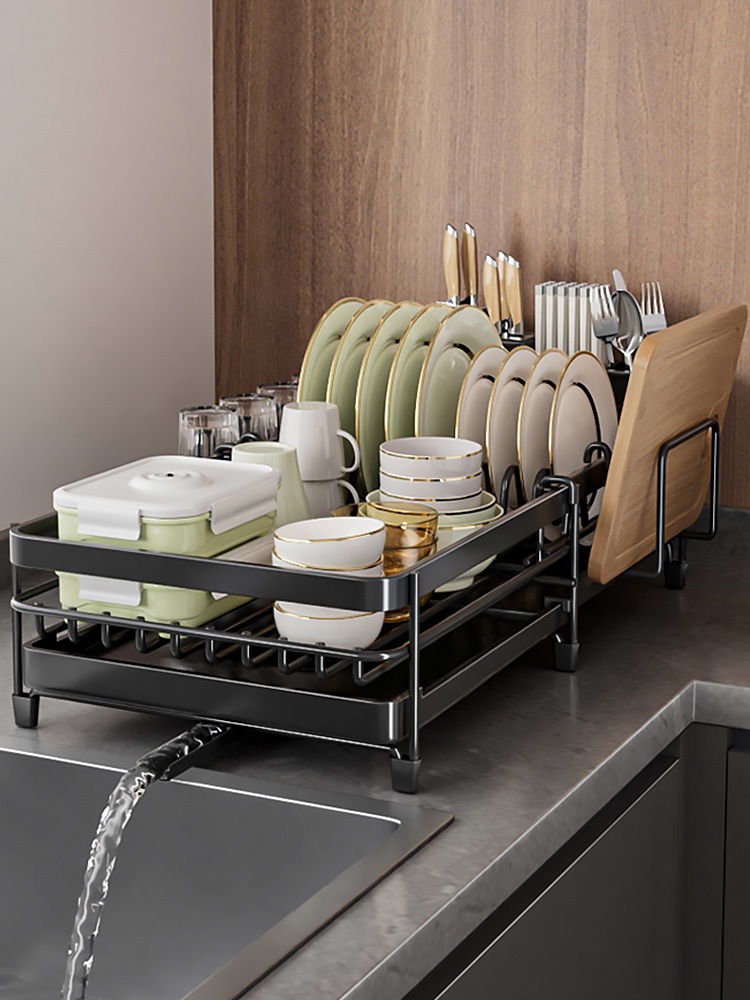 Kitchen Storage Rack Plate Rack Bowl Glass Dishes Retractable Dish Rack ...