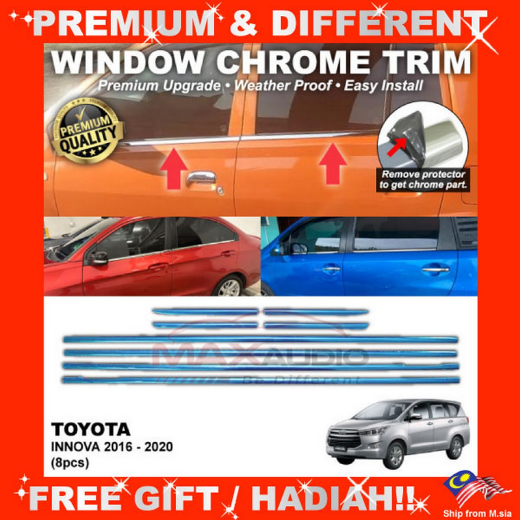 Window Chrome Trim TOYOTA INNOVA 2016 - 2020 (8pcs) Car Door Seal ...