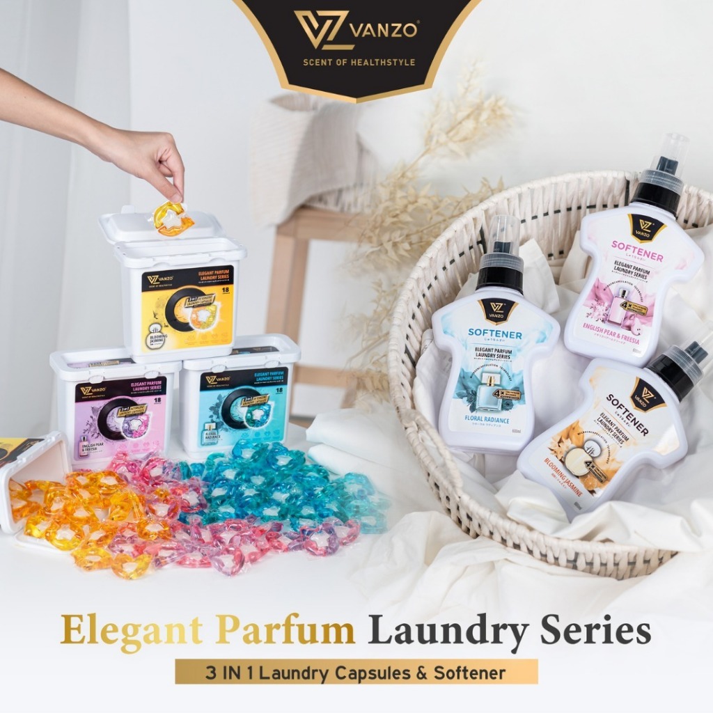𝗩𝗔𝗡𝗭𝗢 Elegant Parfum Laundry Series - 3-IN-1 Laundry Capsules ...