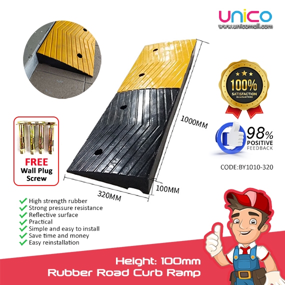 Curb Ramp Pro: Heavy Duty Rubber Road Curb Ramp - 100mm Height, 1m ...