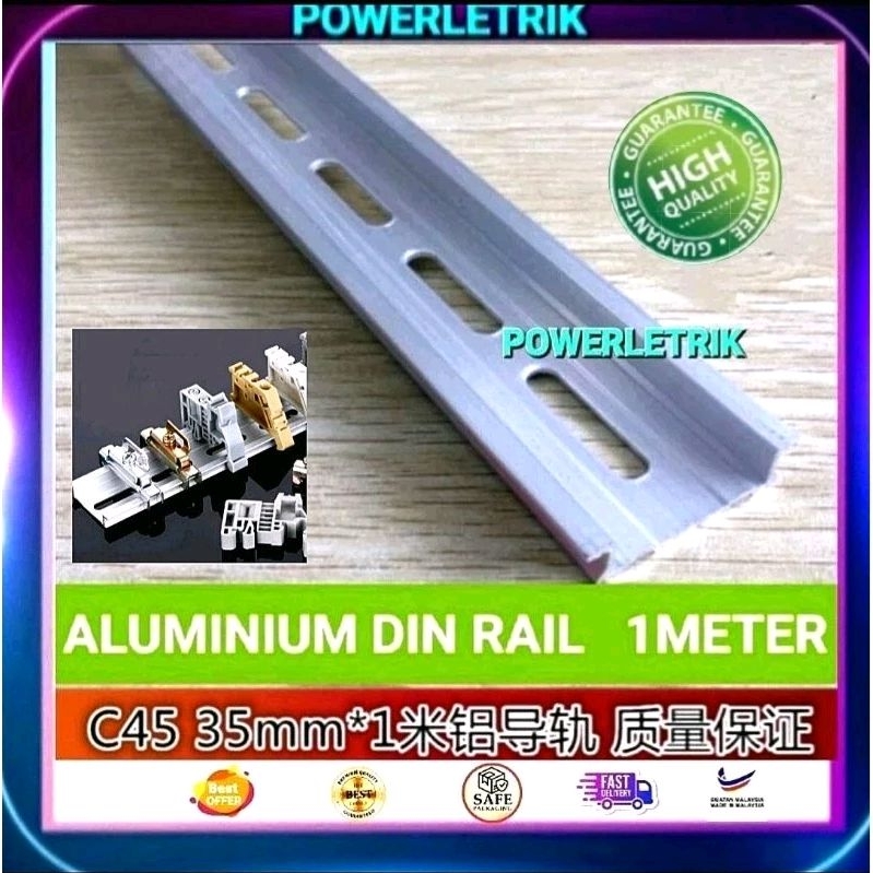1 METER ALUMINIUM DIN RAIL / DIN MOUNTING RAIL FOR TERMINAL BOXES ...