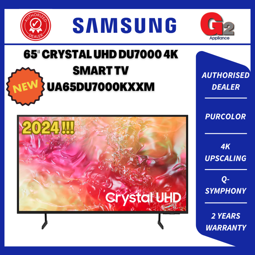 SAMSUNG (NEW 2024+AUTHORISED DEALER) 65" CRYSTAL UHD DU7000 4K SMART TV UA65DU7000KXXM - SAMSUNG ...