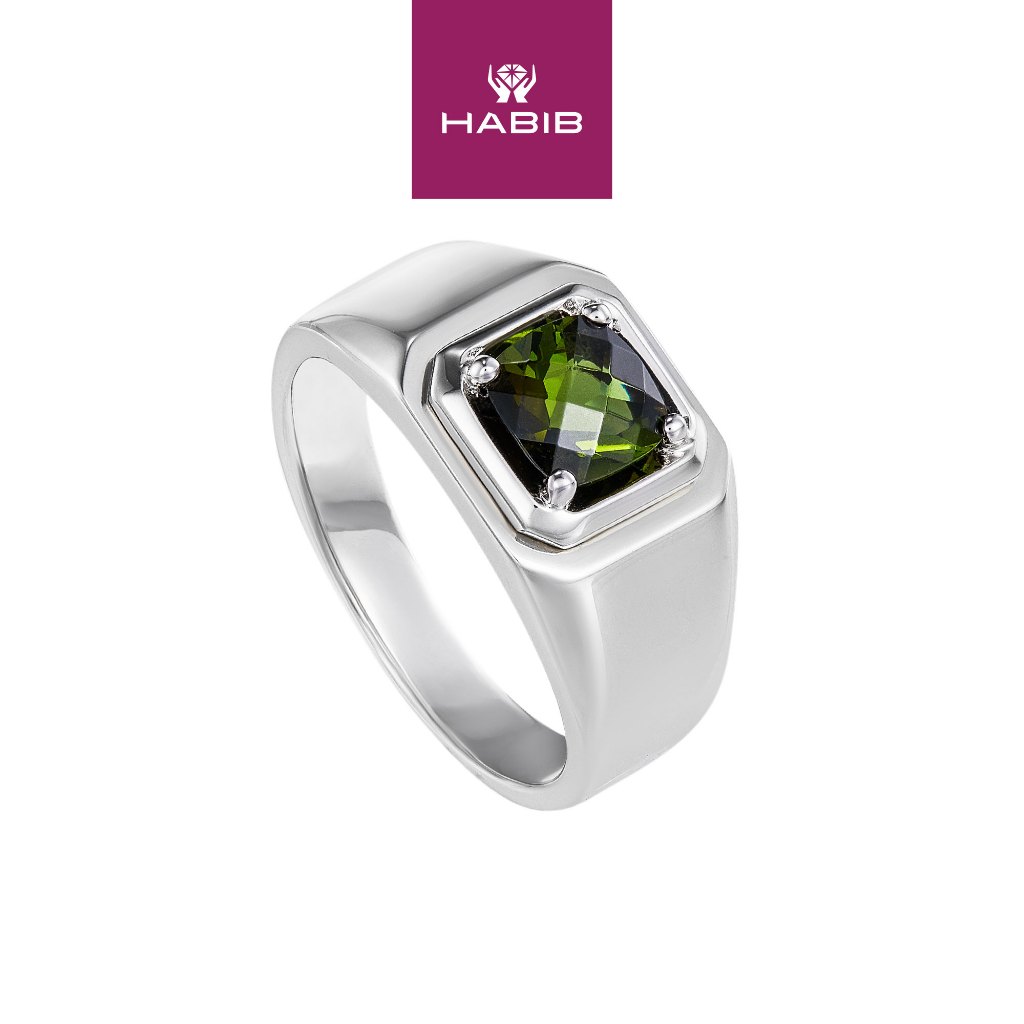 HABIB Cushion Green Tourmaline Men's Ring in 925 Silver Palladium A0548 ...
