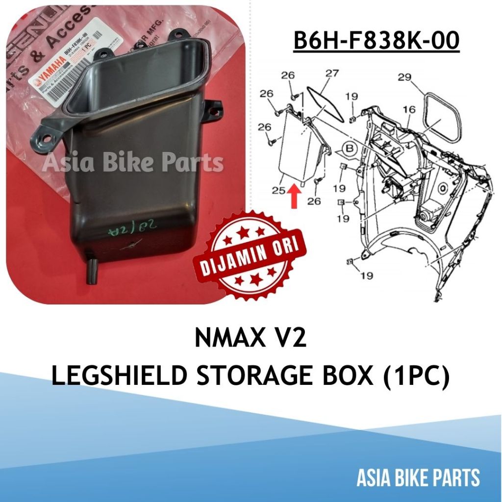 Yamaha Original NMAX V2 Legshield Inner Panel Storage Box Right Kotak ...