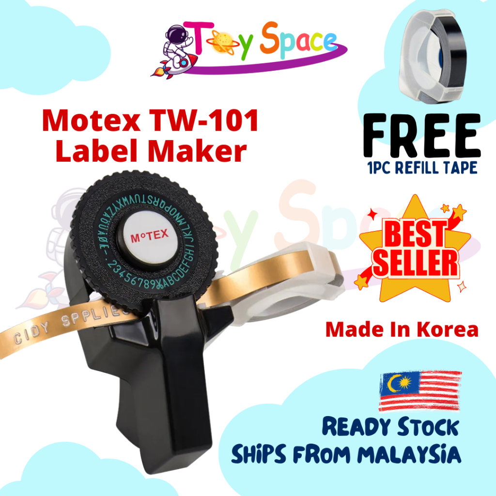 TOYSPACE🚀 MOTEX LABEL MAKER TW - 101 / LABEL REFILL TWT - 9 (9mm x 3m ...