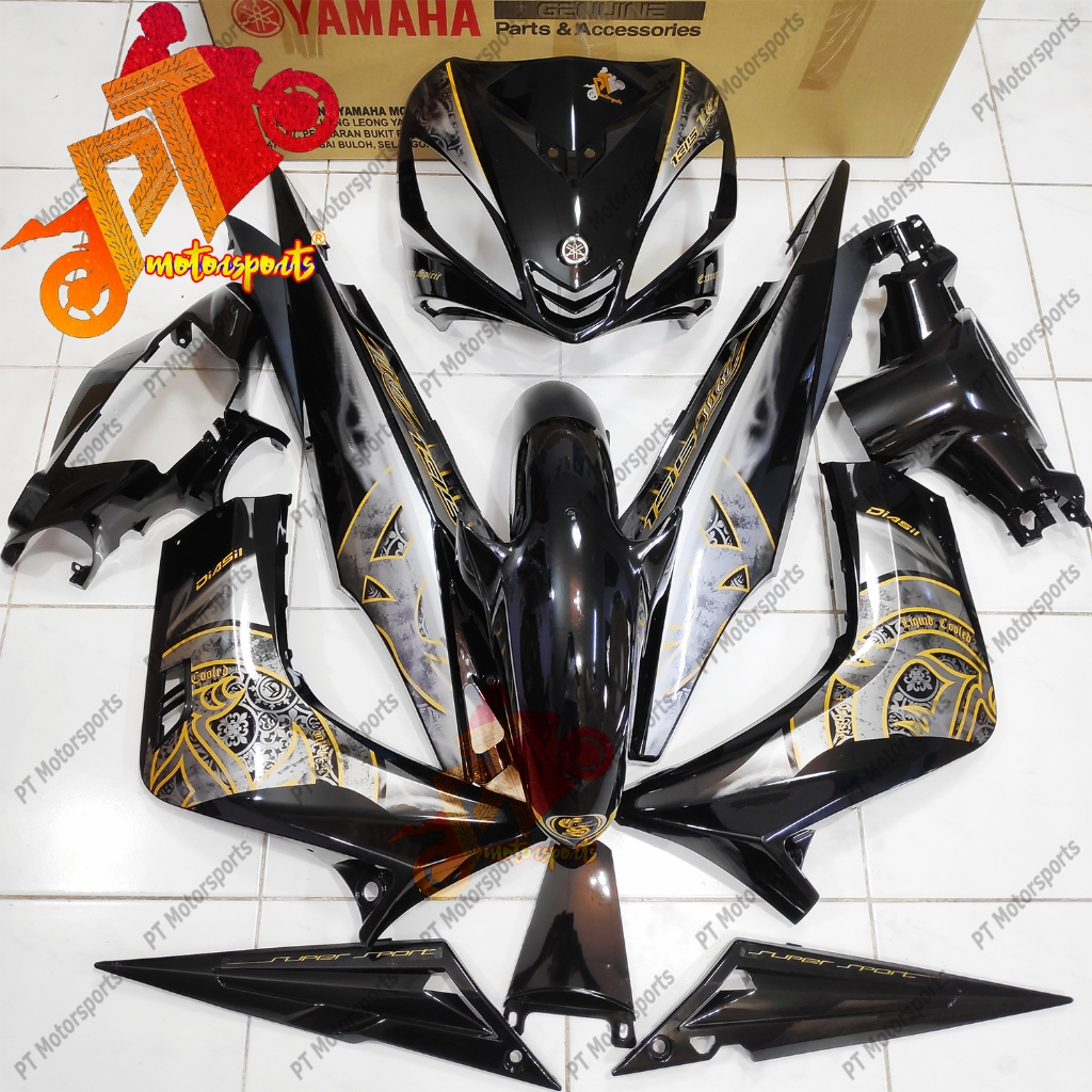 Yamaha LC135 LC 135 Cover Set Bodyset Black Kilat V1 V2 V3 V4 V5 V6 V7 Batik Hitam OEM HLY ...