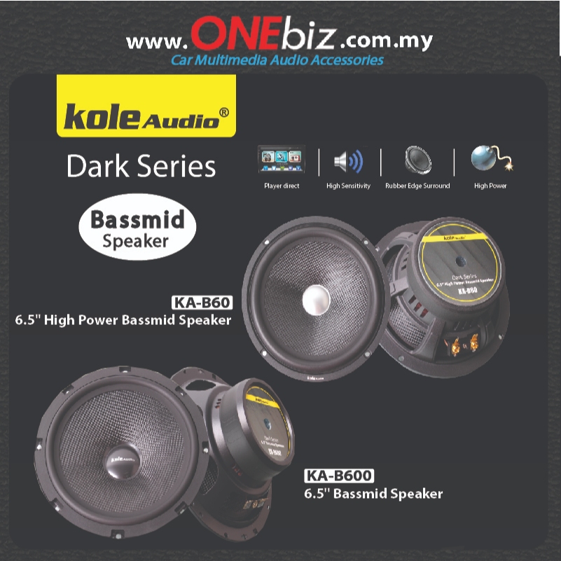 Kole Audio Dark Series 6.5" High Power Bassmid Speaker KA-B60 / 6.5 ...